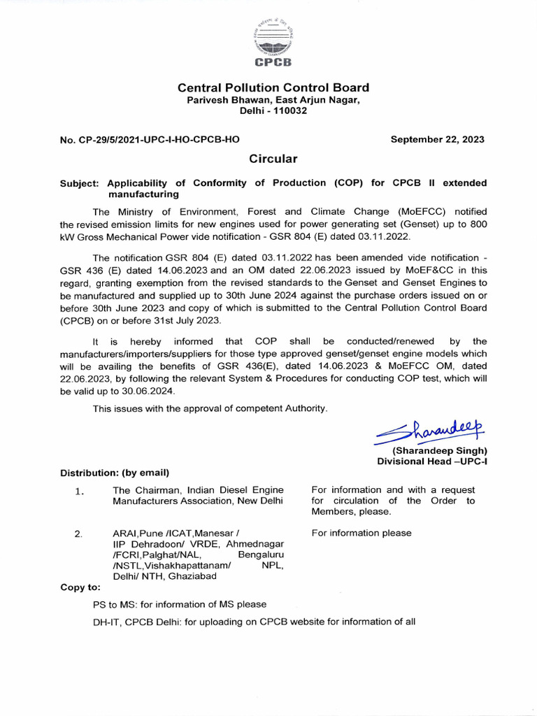 R1 - CPCB Circular DG Set | Download Free PDF | Human Impact On The Environment | Natural ...