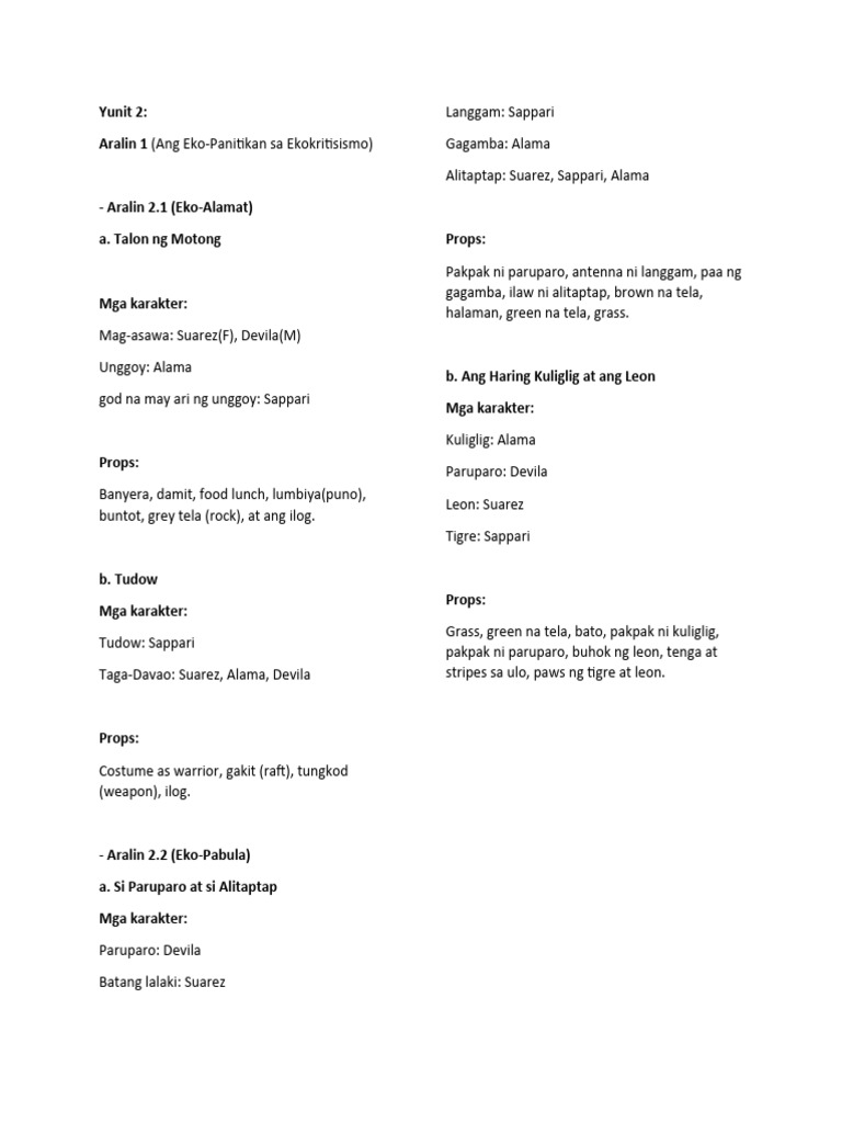 FIL 102 Props | PDF