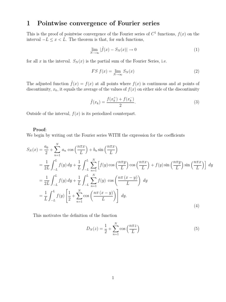 Fourier Convergence Pdf Fourier Series Mathematical Structures