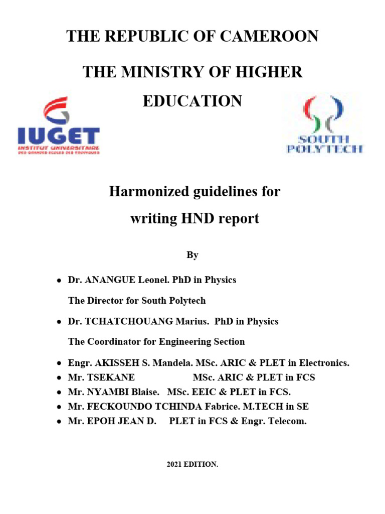 IUGET - Harmonized Guideline For HND Report | PDF | Paragraph | Cognition