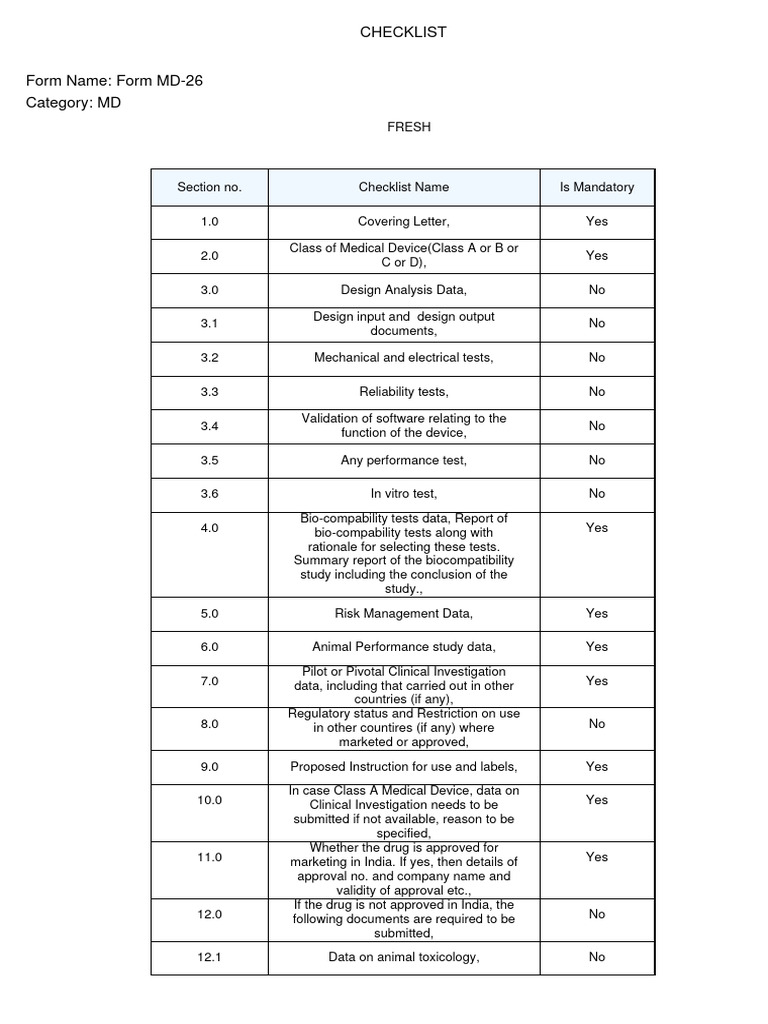 ReportChecklist 10 MD26 | PDF | Medical Device | Pharmacovigilance