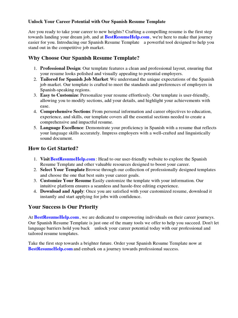 Spanish Resume Template | PDF | Résumé | Teachers