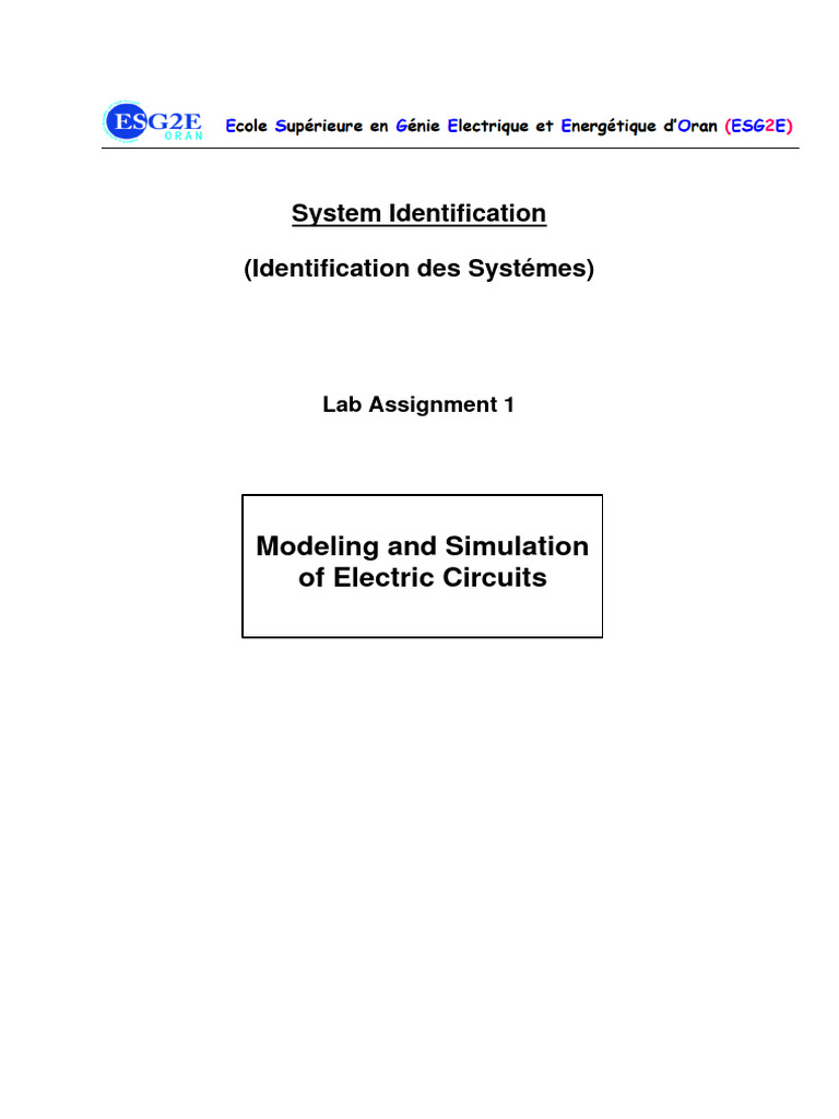 System Identification (Identification Des Systémes) : Modeling and ...