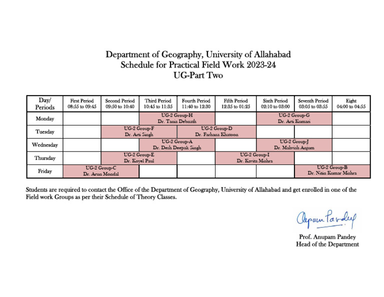 Geography Field Work Schedule 2023 | PDF | Wellness