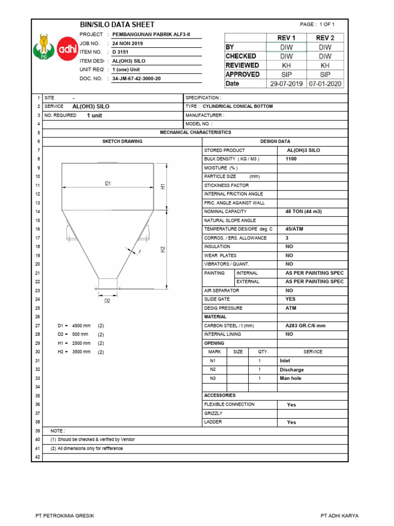 Datasheet For Bin-Silo (D-3151) | PDF | Chemistry | Building Engineering