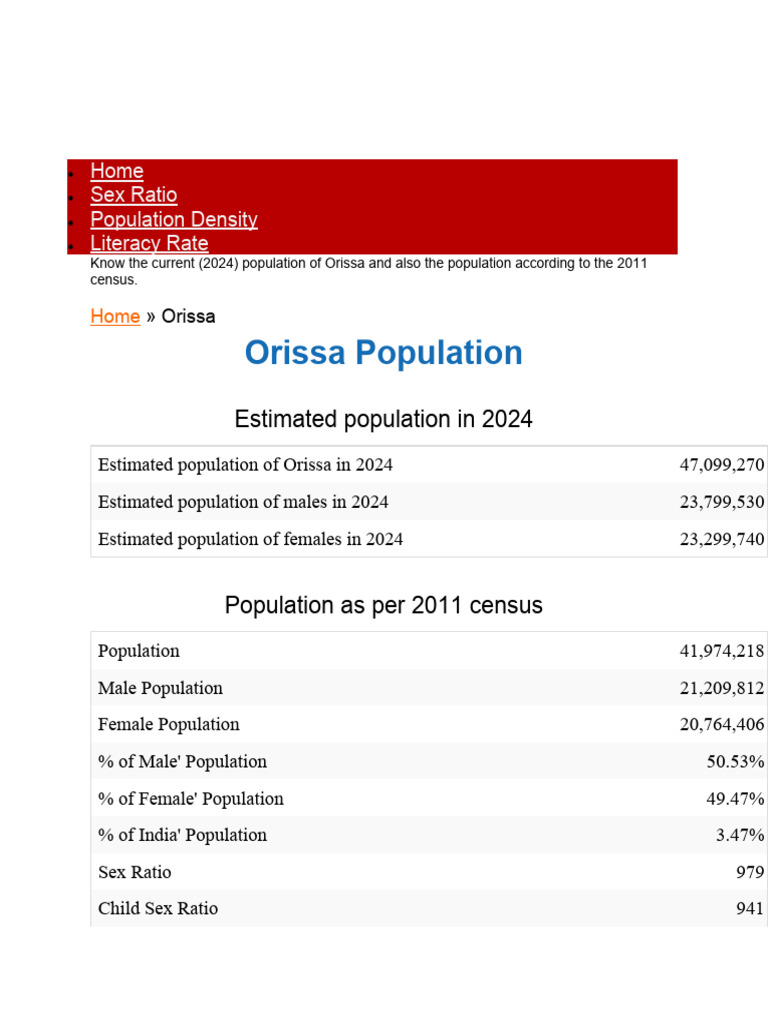 Odisha Population | Download Free PDF | Asia | South Asia