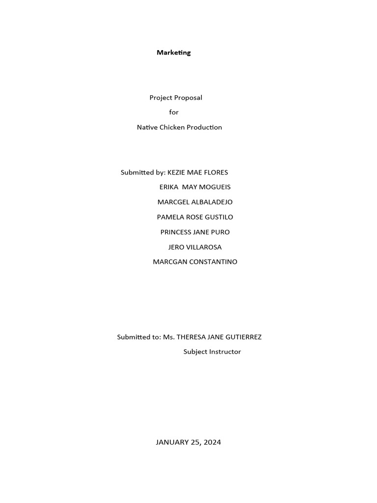 Native Chicken Production Proposal | PDF | Chicken | Poultry