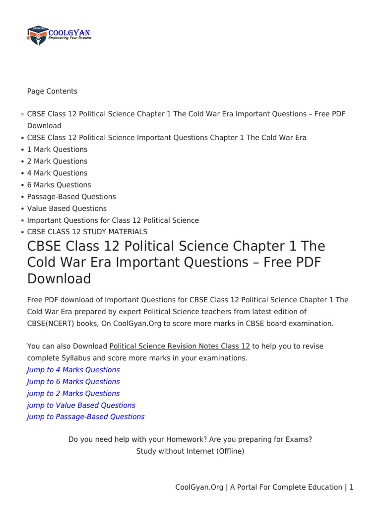 Chapter 1 The Cold War Era | PDF | Non Aligned Movement | Cold War