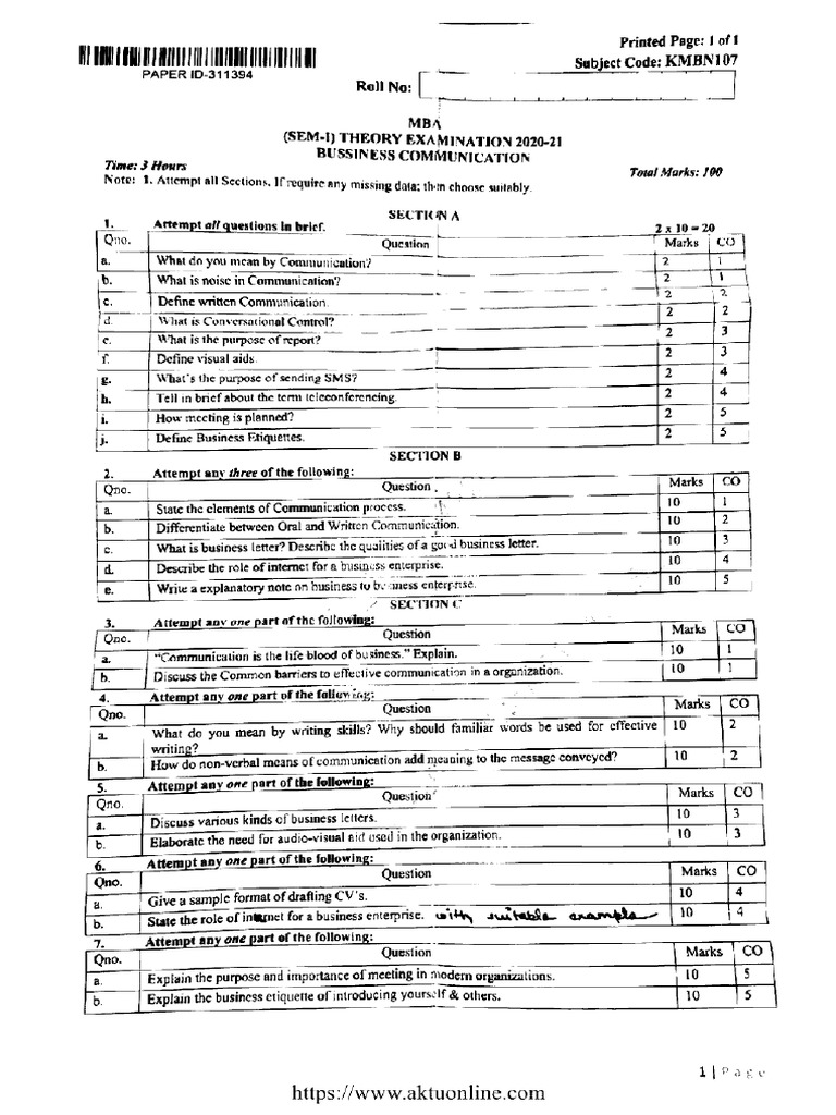 MBA 1st Sem (2020-21) | PDF