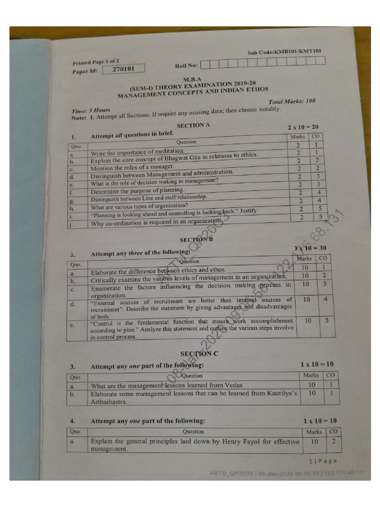 MBA 1st Sem (2019-20) | PDF