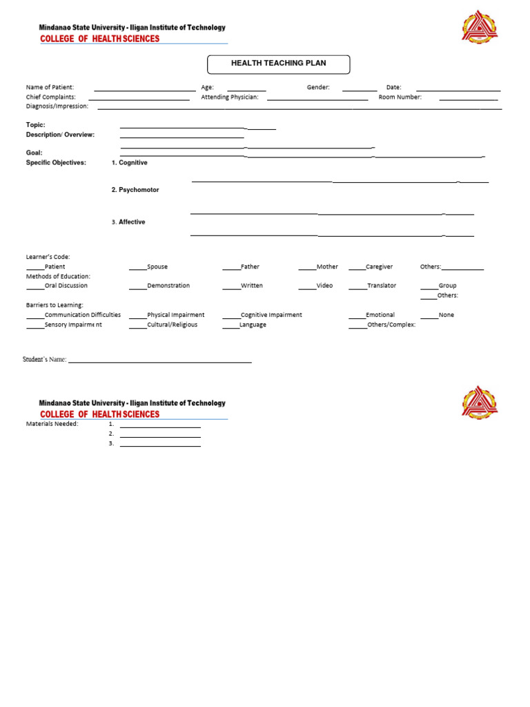 Health Teaching Plan Guide | PDF | Learning | Teaching Method