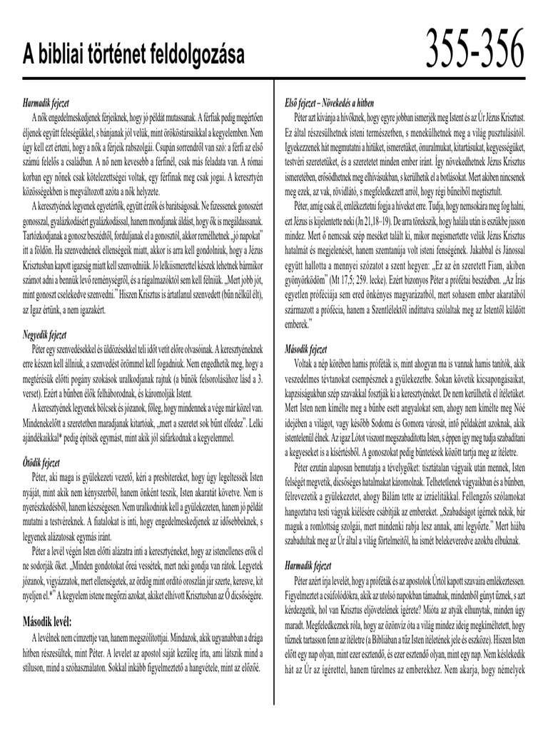 A Bibliai Történet Feldolgozása: Harmadik Fejezet Elsõ Fejezet - Növekedés A Hitben | PDF