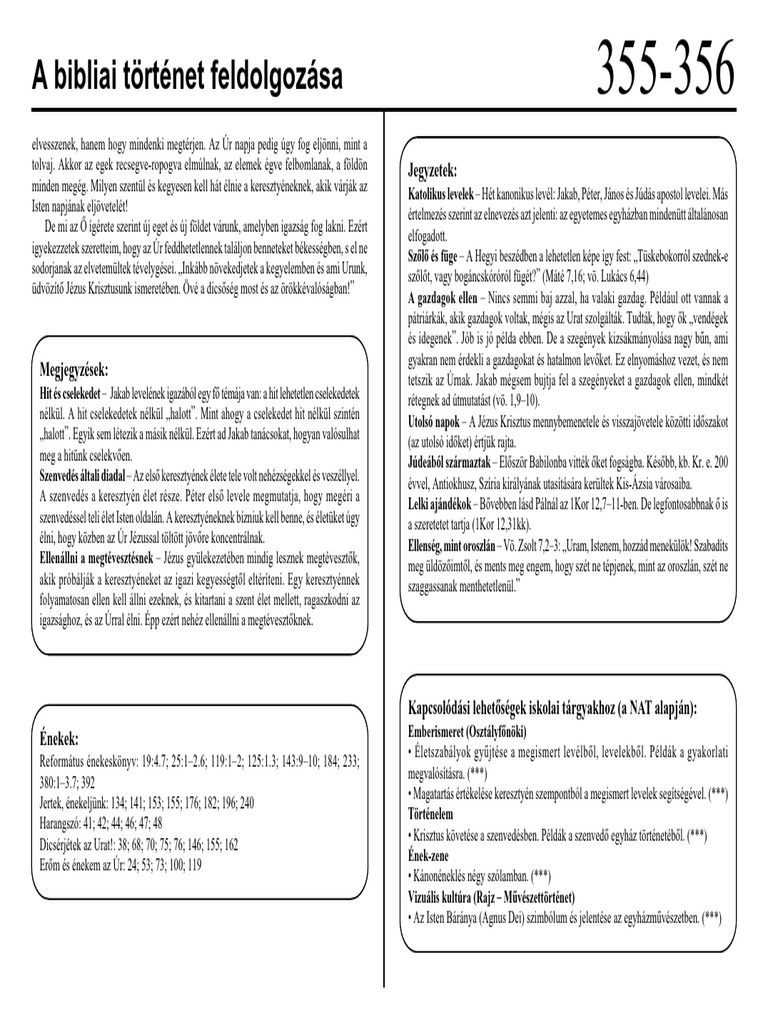 A Bibliai Történet Feldolgozása: Jegyzetek | PDF