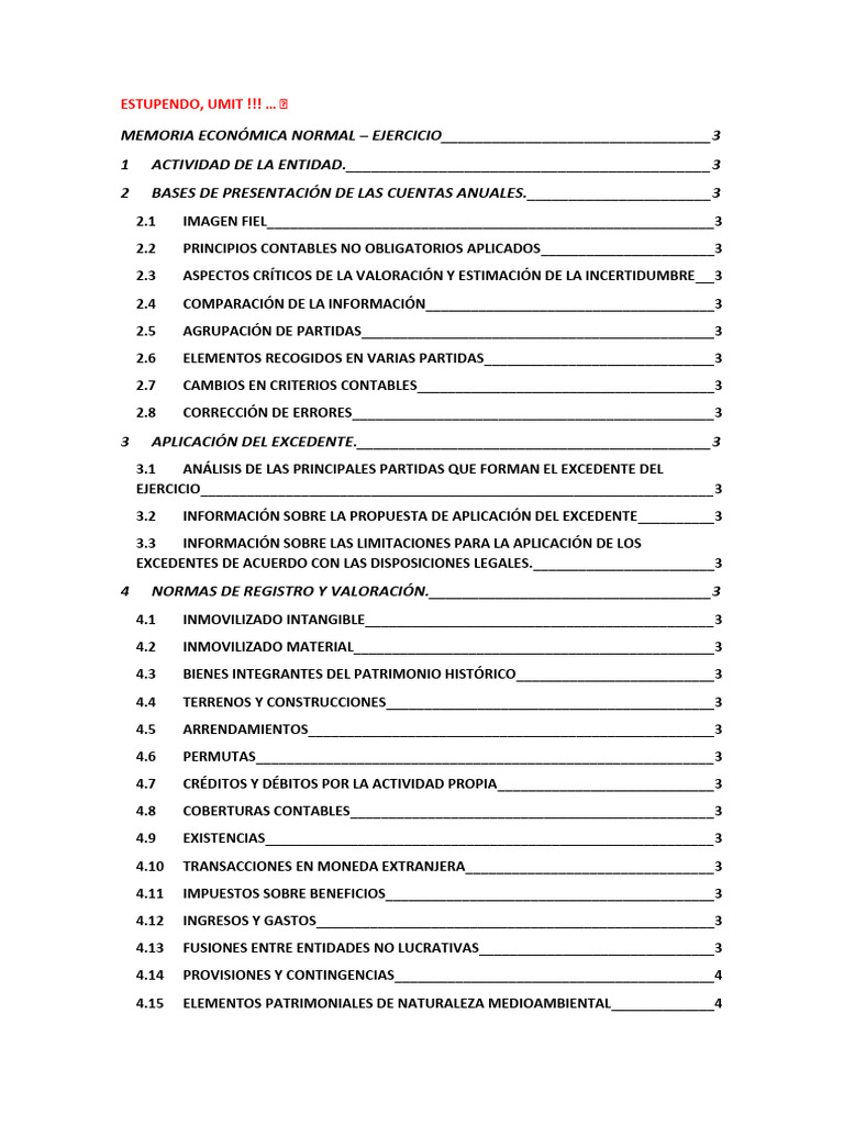 Memoria Economica Normal. | PDF | Contabilidad | Economias