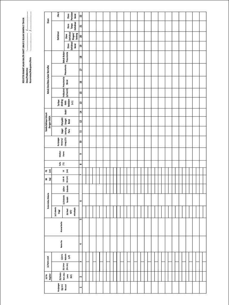 Register Rawat Jalan Balita 2 Bulan - 5 Tahun 1 Rim 3 Lembar | PDF