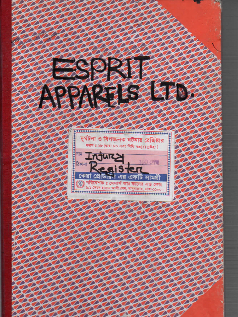 Accident Registerregister Cover Page | PDF