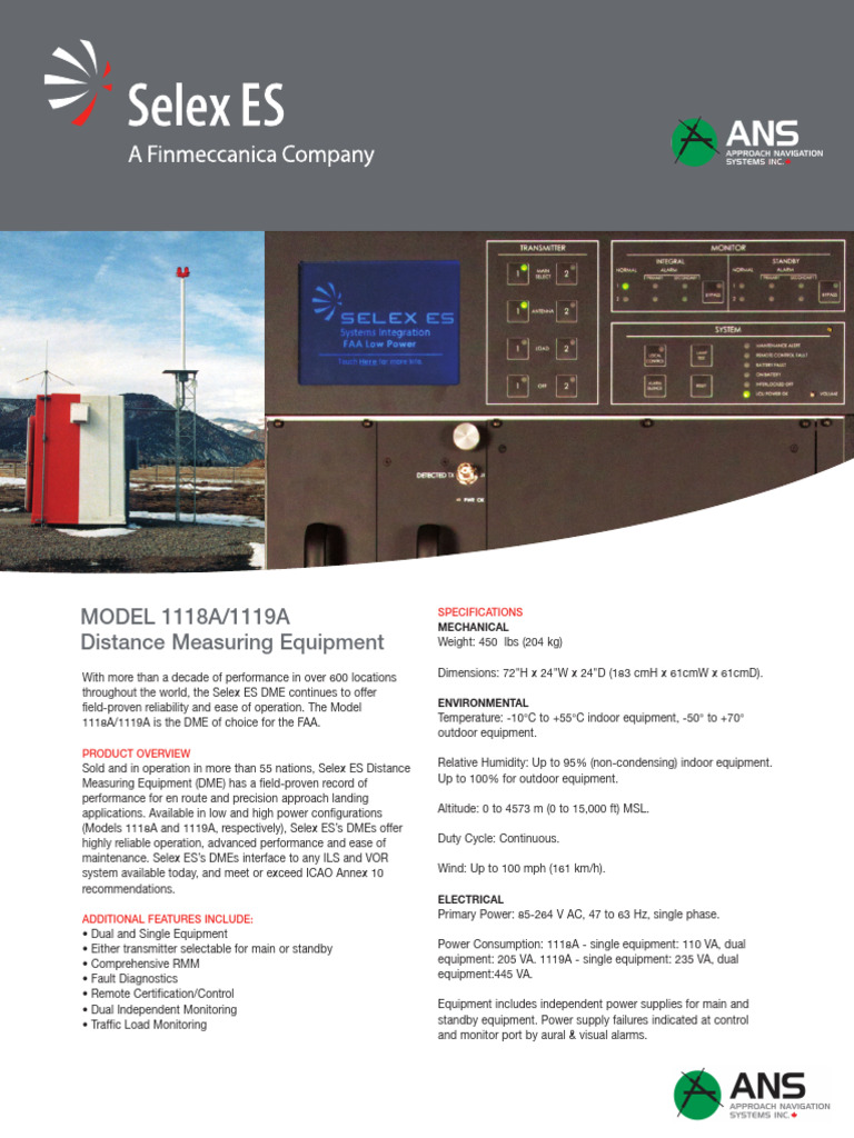 Selex Model - 1118A - 1119A - DME - Datasheet ANS | PDF | Electricity ...