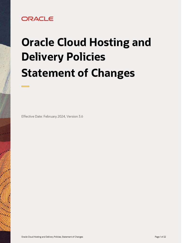 Oracle Cloud Hosting and Delivery Policies - Statement of Changes | PDF | Cloud Computing ...