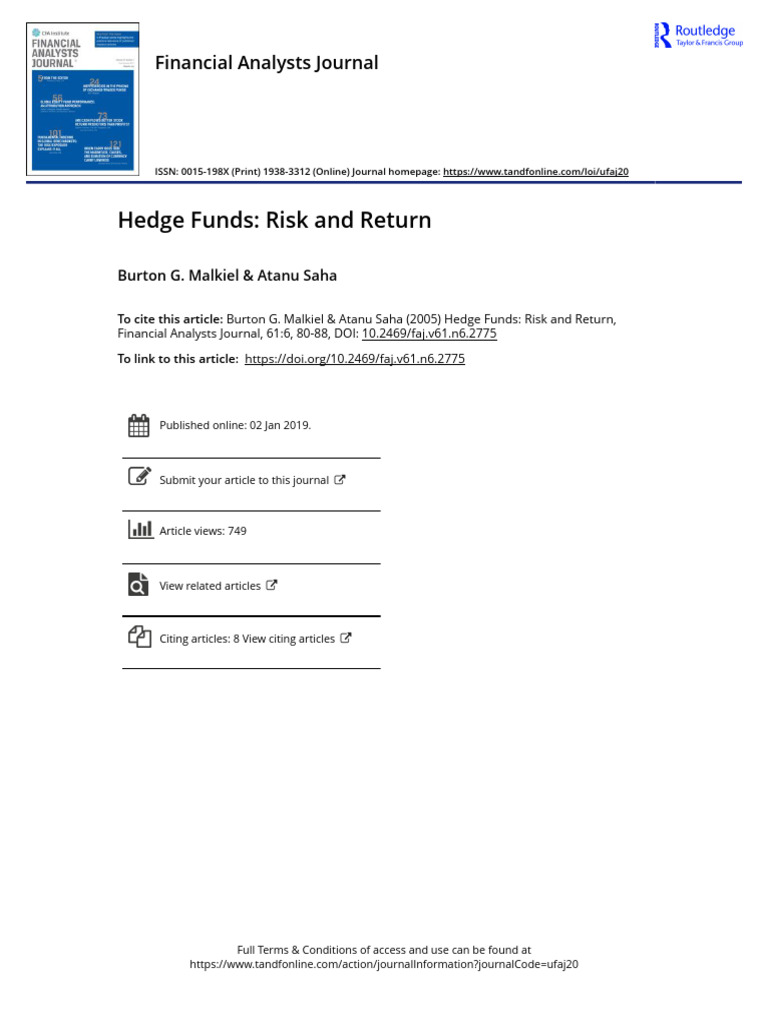 Hedge Funds Risk and Return | PDF | Hedge Fund | Mean