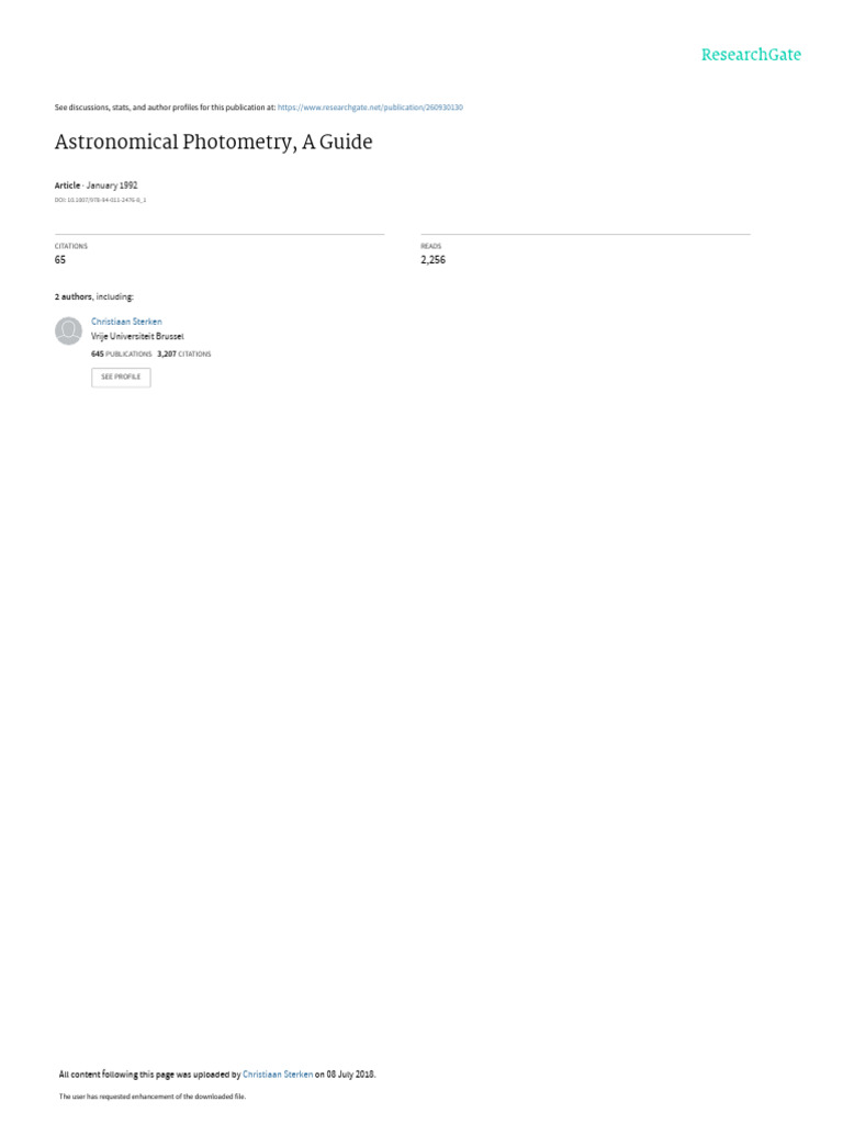 Astronomical Photometry A Guide | PDF