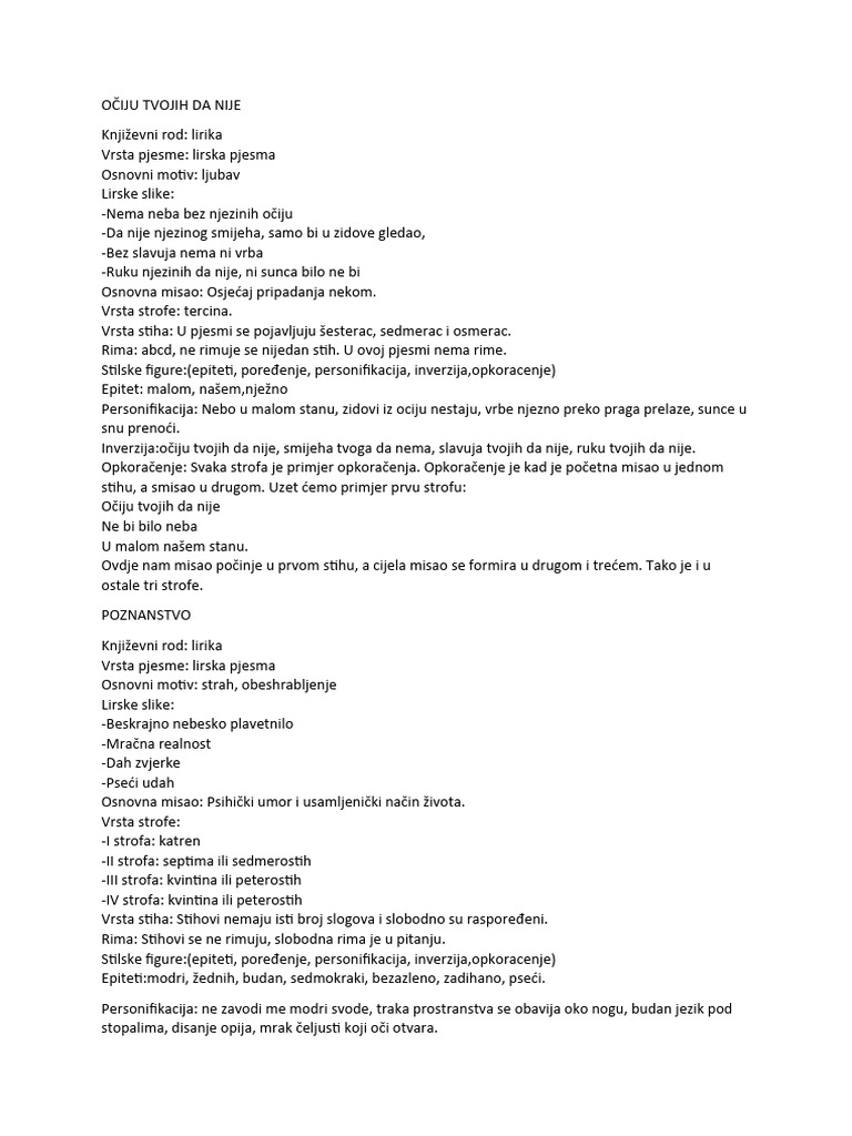 OČIJU TVOJIH DA NIJE-obrada Par Pjesama | PDF