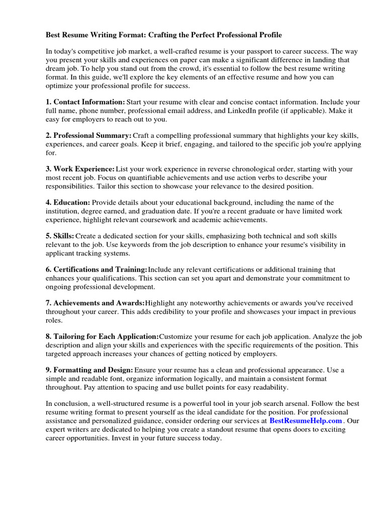 Best Resume Writing Format | PDF | Résumé