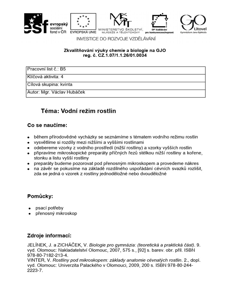 B5 Vodn Re Im Rostlin | PDF