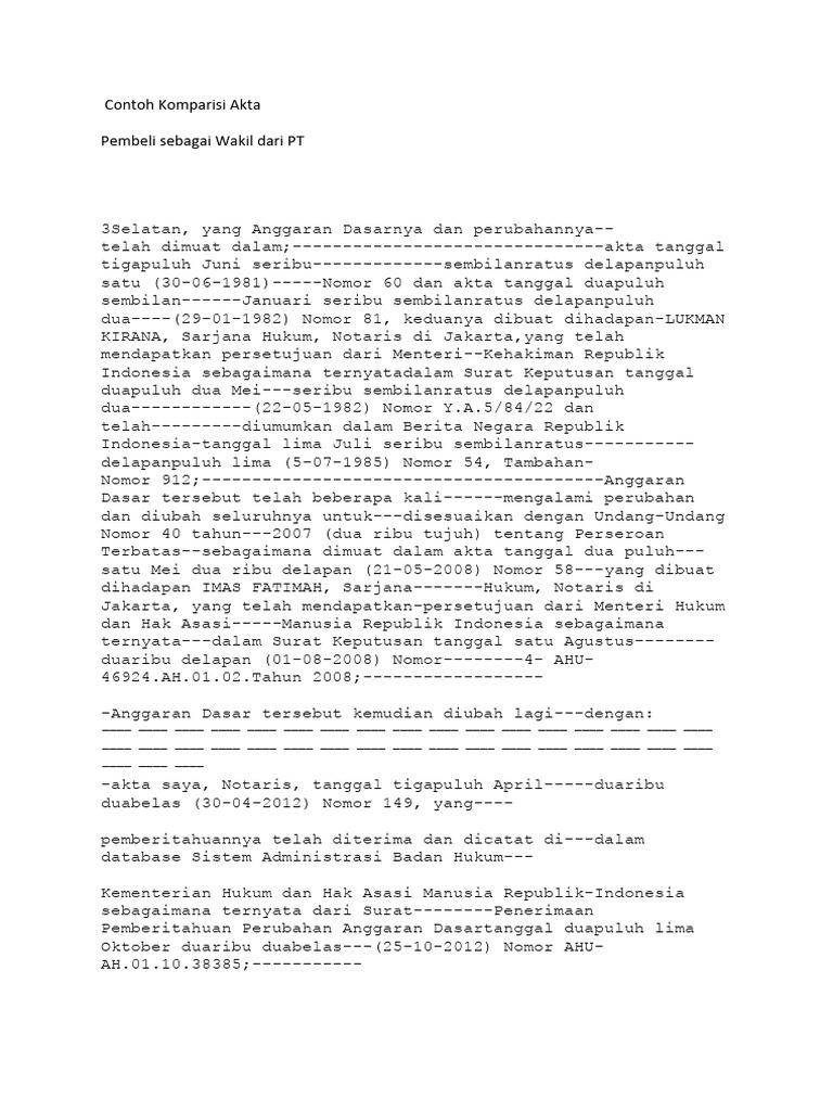 Contoh Komparisi Akta | PDF | Pengelolaan Keuangan & Uang