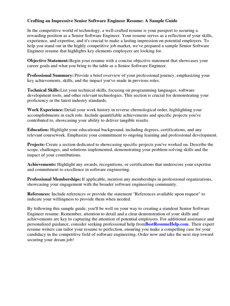 Senior Software Engineer Resume Sample | PDF | Representational State ...