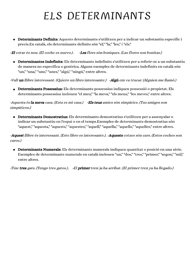 Els Determinants (Català) | PDF