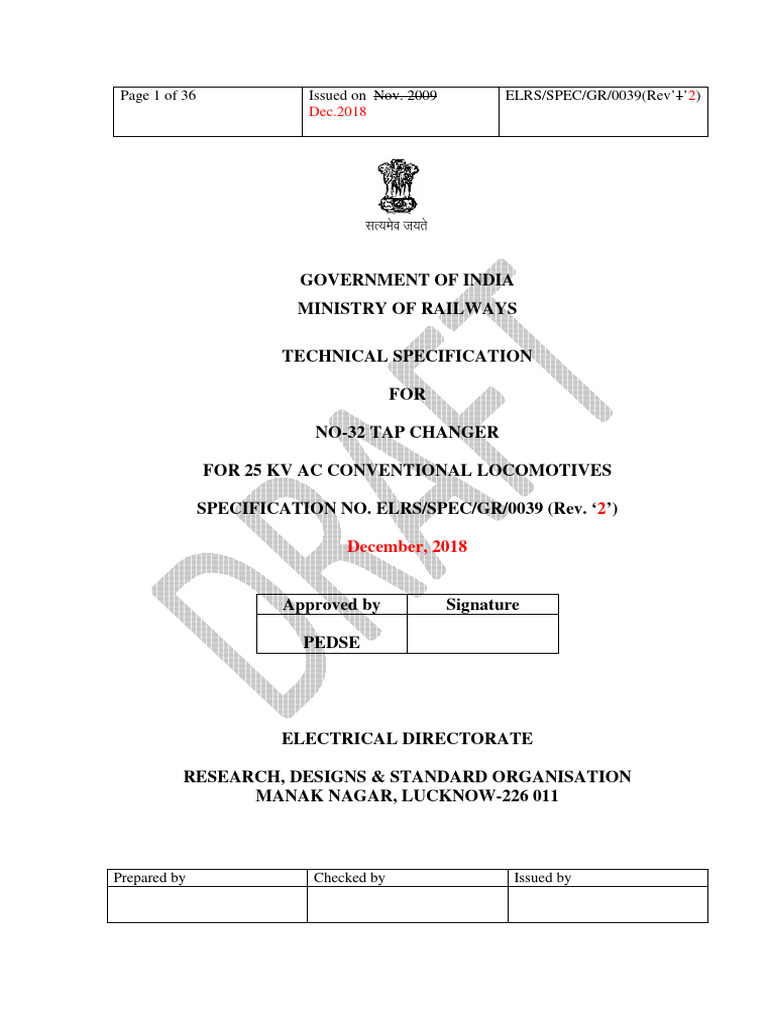 Draft Tap Changer Spec 0039, Rev 2 | PDF | Computers