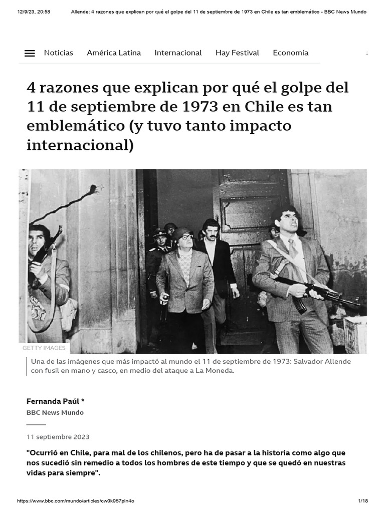 Allende - 4 Razones Que Explican Por Qué El Golpe Del 11 de Septiembre ...