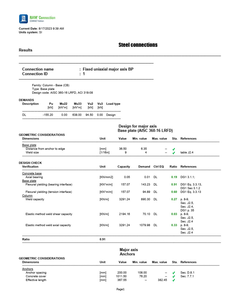 RAM Connection Design Overview | PDF | Solid Mechanics | Structural ...