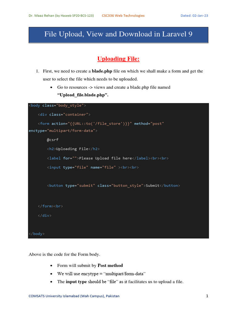 Web Technologies Week 13-15 (File Uploading) | Download Free PDF ...