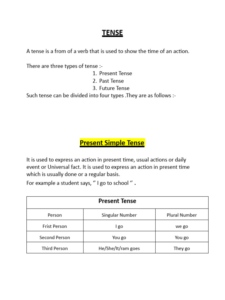 TENSE | PDF | Grammatical Number | Grammatical Tense