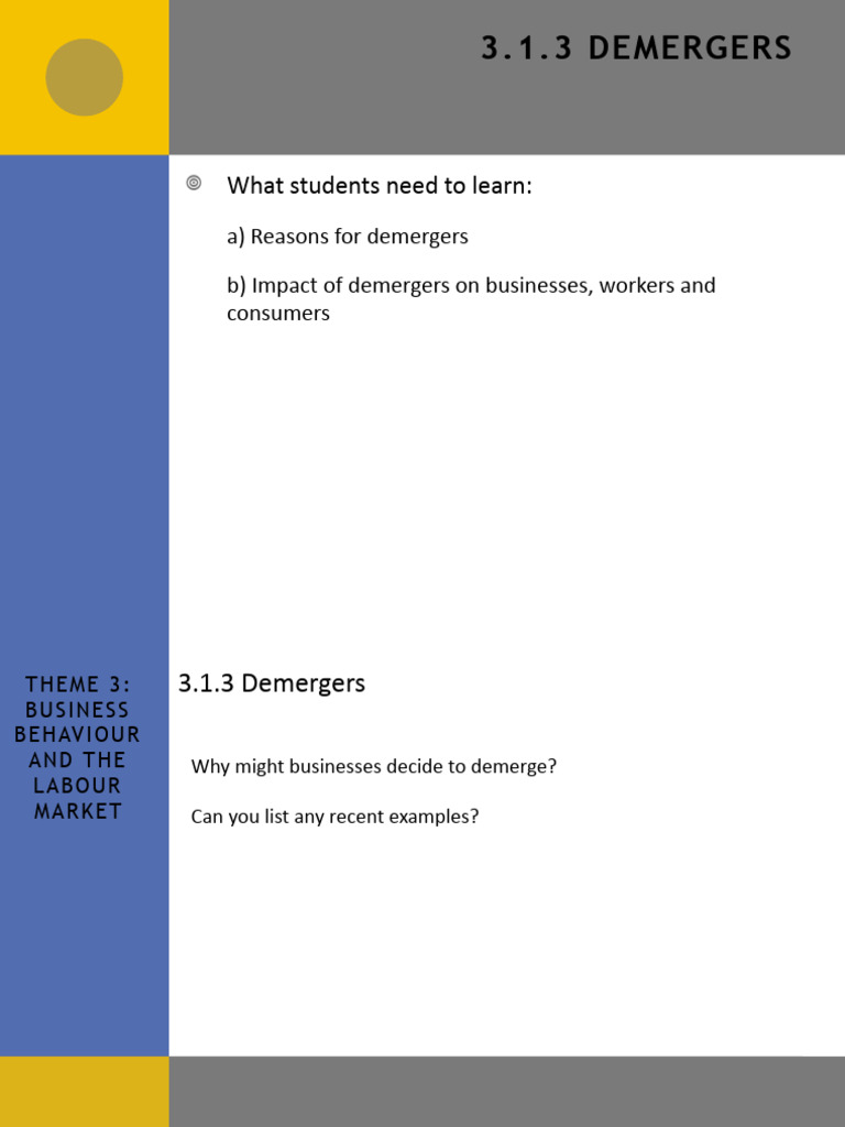 Understanding Demergers: Impact & Reasons | PDF | Economies | Business