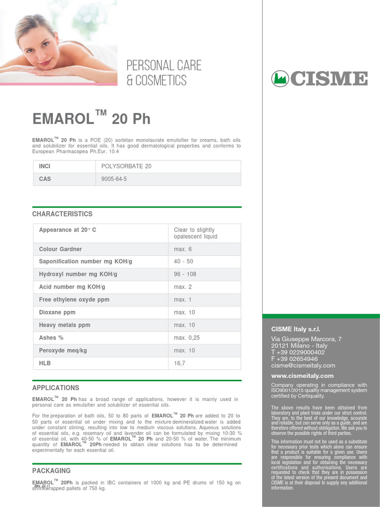 EMAROL 20 PH Datasheet | PDF | Ph | Chemistry