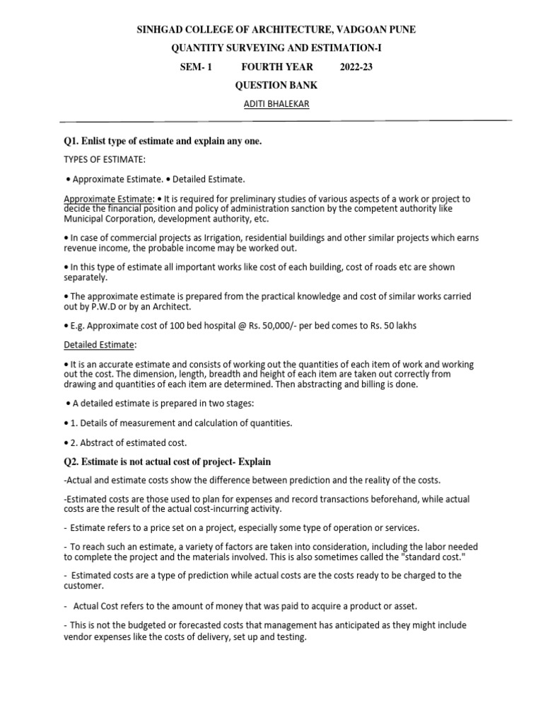 Qse Answer Sheet | PDF | Concrete | Specification (Technical Standard)