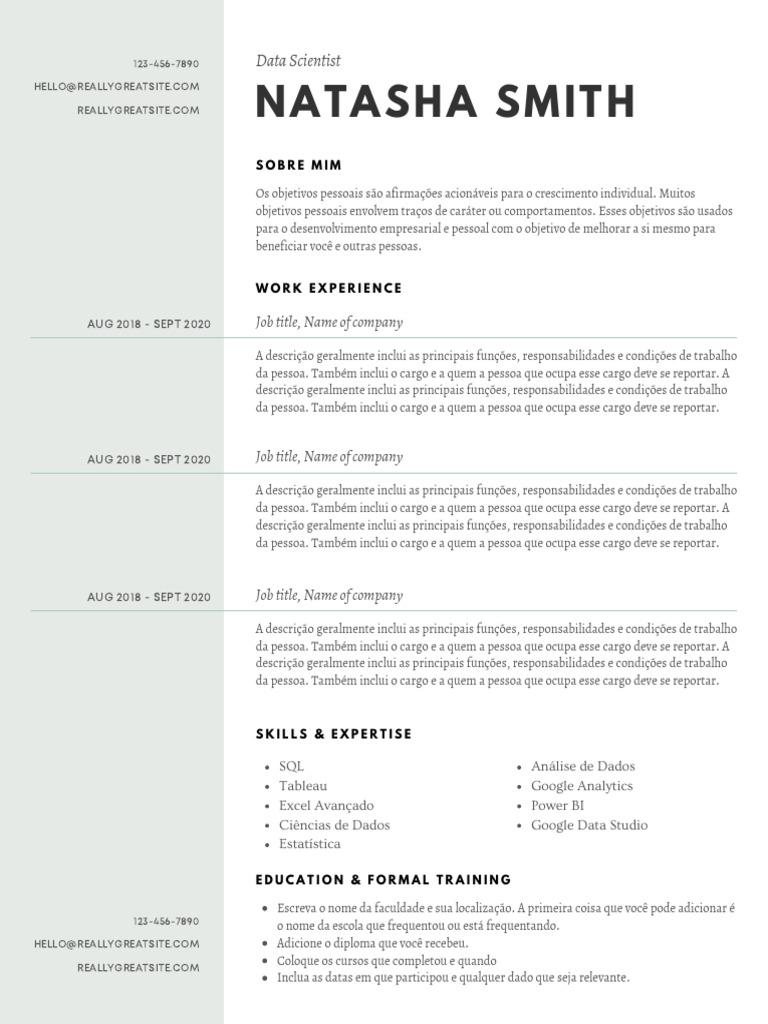 de Um Modelo de CV e Cover Letter - 1. Modelo de CV e Cover Letter | PDF | Análise de dados ...