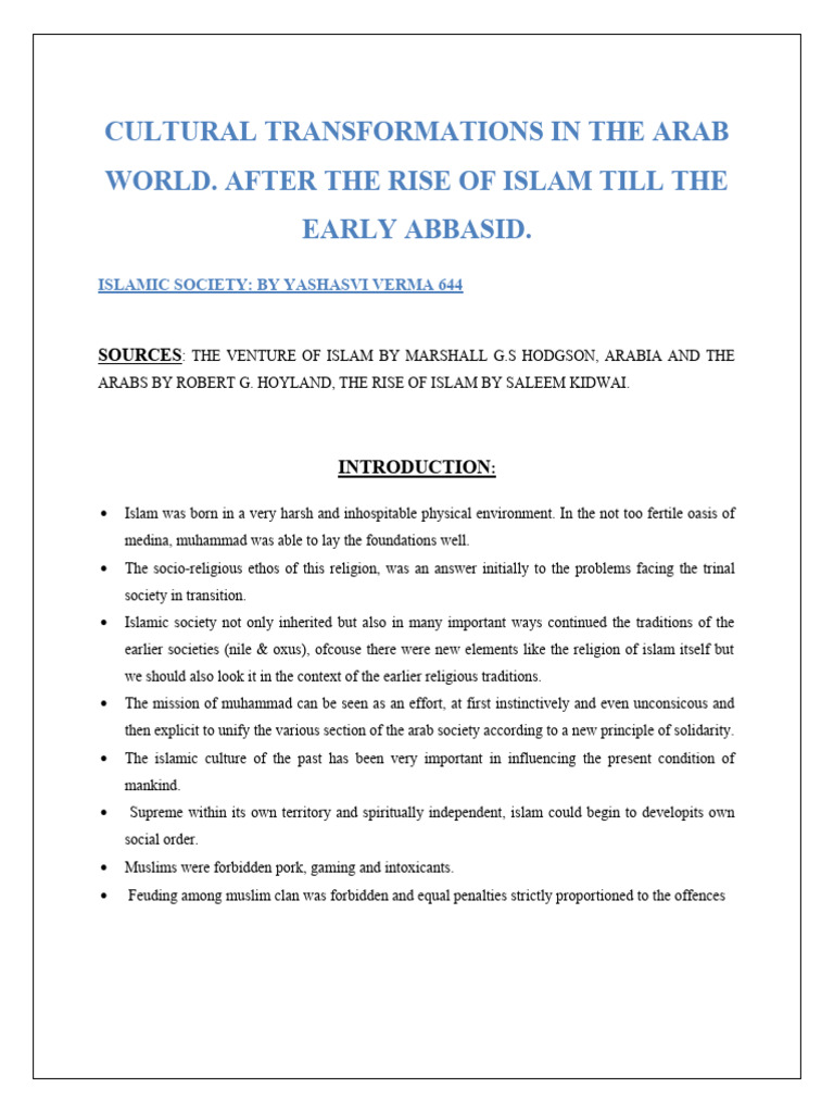 Cultural Transformations in The Arab World. After The Rise of Islam ...