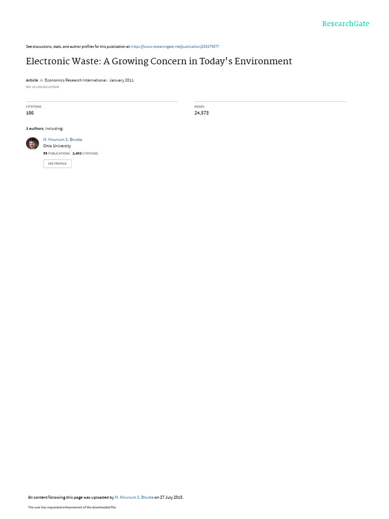 Electronic Waste A Growing Concern in Todays Envi | PDF | Electronic ...