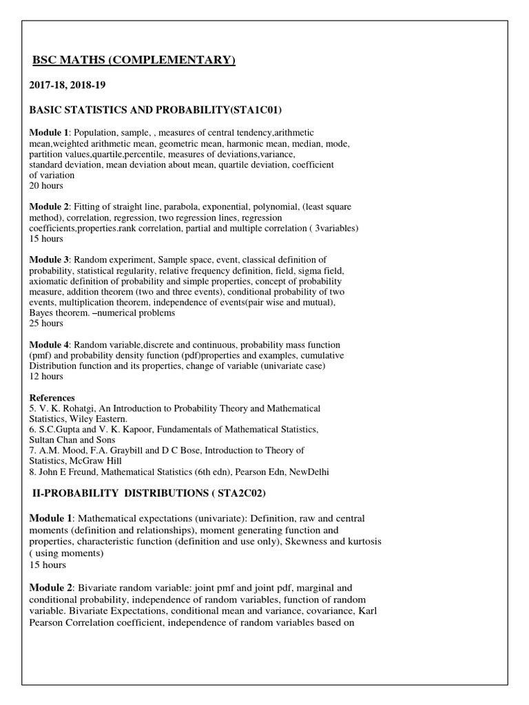 BSC MATHS AND INTEGRATED BIOLOGY Economics STATISTICS | PDF ...
