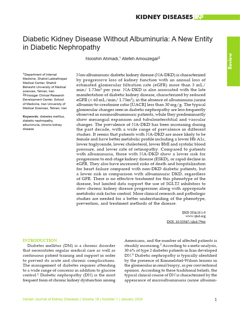 DKD Without Albuminuria | PDF | Chronic Kidney Disease | Epidemiology