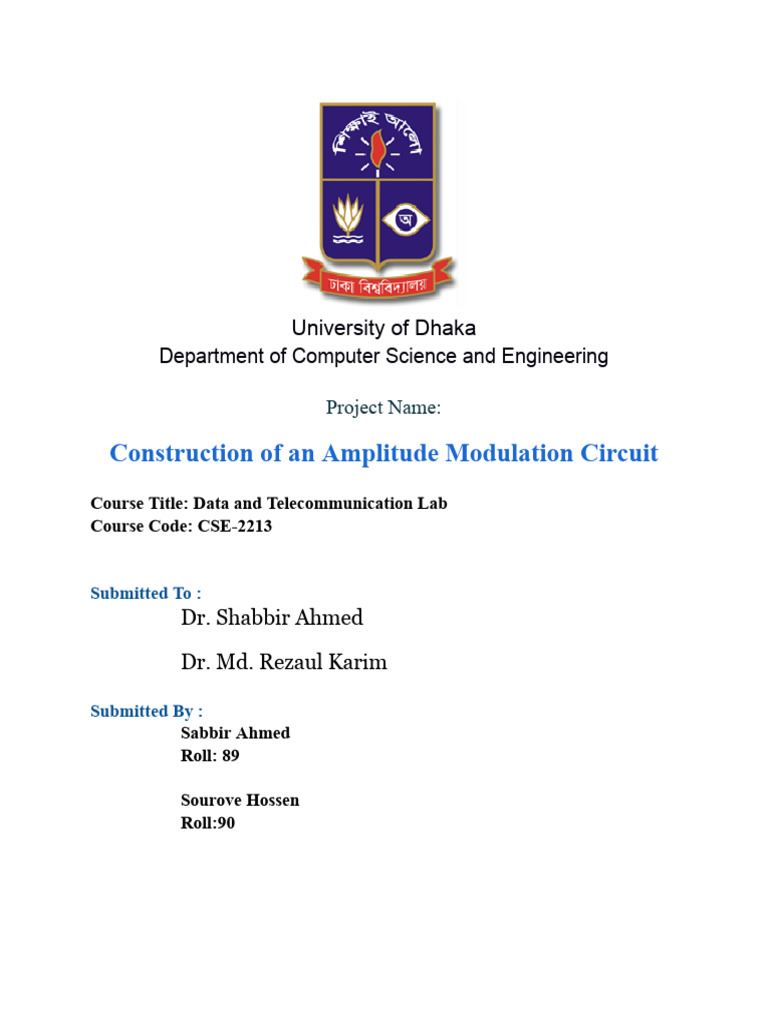 Construction of An Amplitude Modulation Circuit: Department of Computer Science and Engineering ...