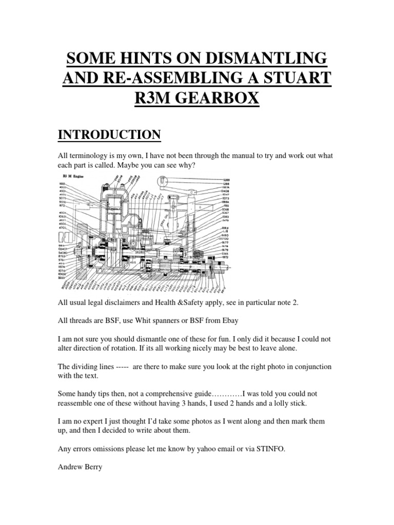 Dismantling The R3M Gearbox | PDF | Gear | Bearing (Mechanical)