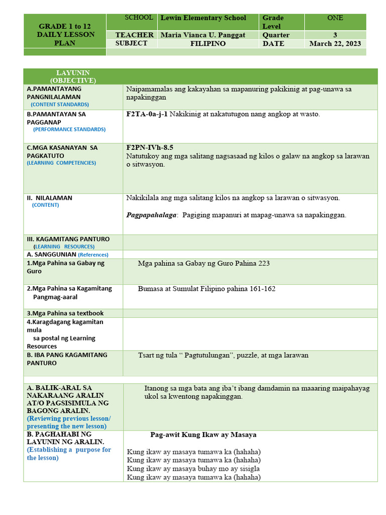 Filipino Cot 1 | PDF