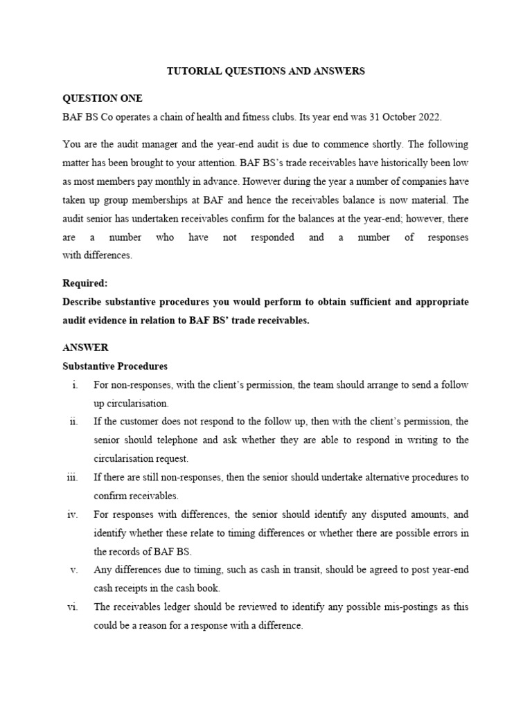 Audit Procedures for Trade Receivables | PDF | Finance & Money Management