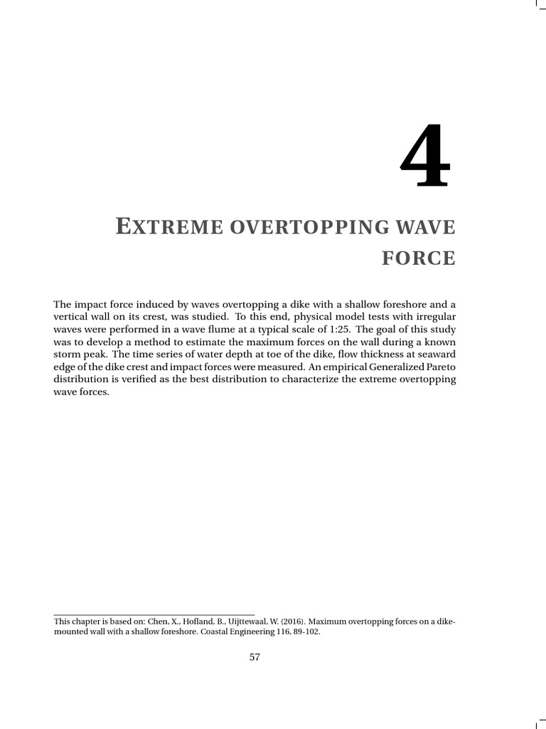 Maximum Overtopping Forces On A Dike Mounted Wall With A Shallow ... Maximum Overtopping Forces On A Dike Mounted Wall With A Shallow ...