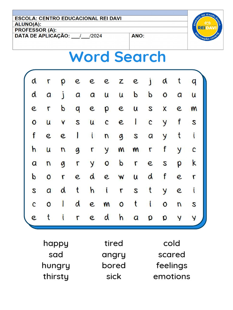 Feelings Wordsearch | PDF