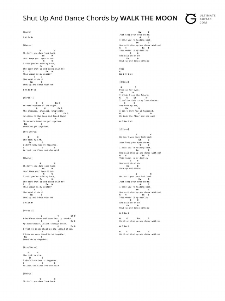 Shut Up and Dance Chords | PDF